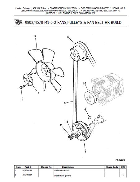 JCB 180HF Robot Parts Catalogue Manual (Serial Number : 01804000-01804 ...