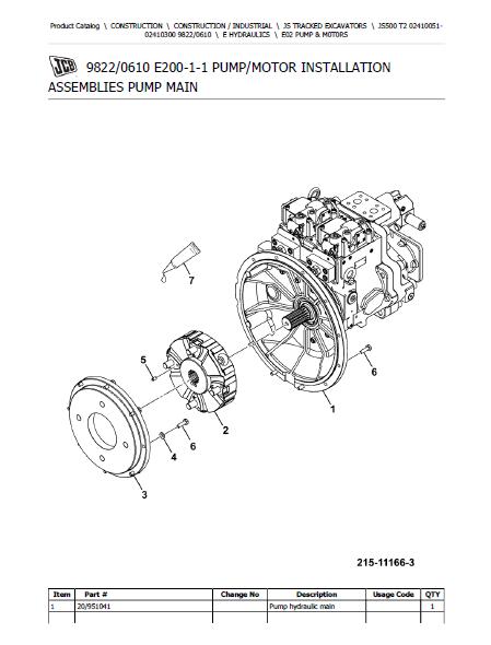 JCB JS500 T2 TRACKED EXCAVATOR Parts Catalogue Manual (Serial Number ...