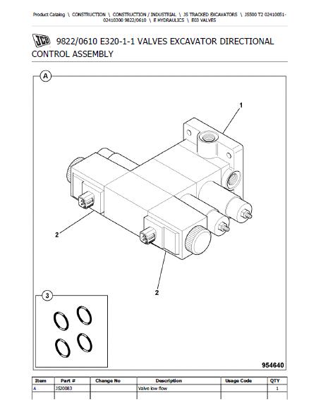 JCB JS500 T2 TRACKED EXCAVATOR Parts Catalogue Manual (Serial Number ...