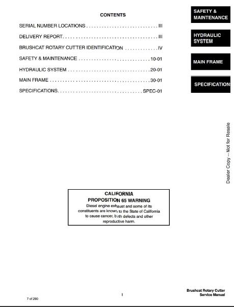 Bobcat 72 HF Inch Rotary Cutter Service Repair Manual S/N A01B00101 An ...