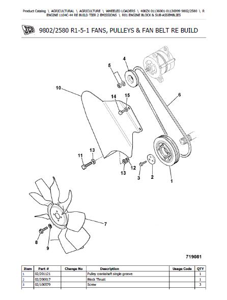 JCB 408ZX Wheeled Loader Parts Catalogue Manual (Serial Number: 011360 ...