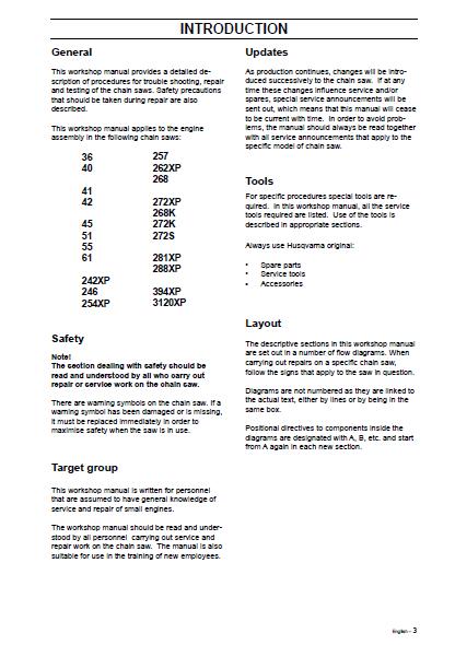 Husqvarna 288XP Chainsaw Service Repair Manual – FREESAMPLESERVICEMANUAL