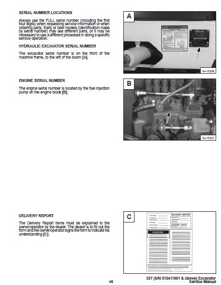 BOBCAT 337 COMPACT EXCAVATOR Service Repair Manual S/N 515411001 & Abo ...