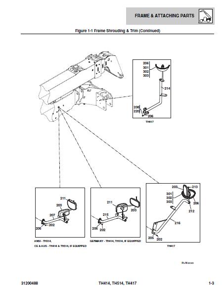 Caterpillar Cat TH414 TH514 TH417 Telehandler Parts Catalogue Manual ...