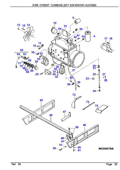 Massey Ferguson 8780 / 8780XP COMBINE (EFF S/N W55101-HL87999) Parts C ...