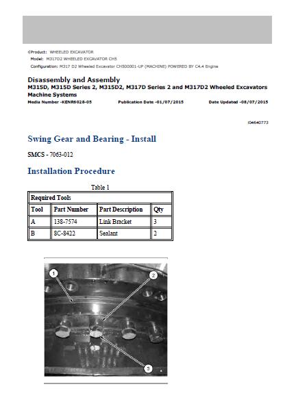 Caterpillar Cat M317D2 Wheeled Excavator (Prefix CH5) Service Repair M ...