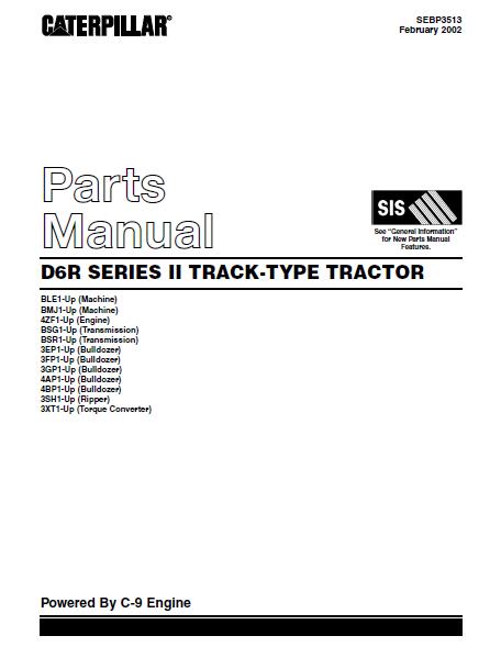 Caterpillar Cat D6R Series II Track-Type Tractor Parts Catalogue Manua ...