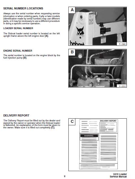 BOBCAT 2410 WHEEL LOADER Service Repair Manual S/N 13001 & Above ...