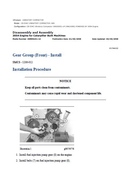 Caterpillar Cat CB-534C VIBRATORY COMPACTOR (Prefix 1WS) Service Repai ...